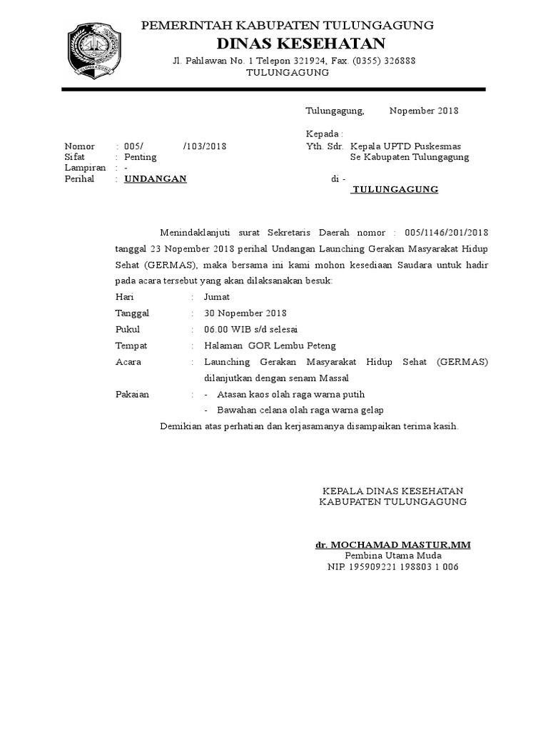 Surat Undangan Germas | PDF