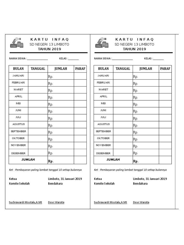 Kartu Infaq | PDF