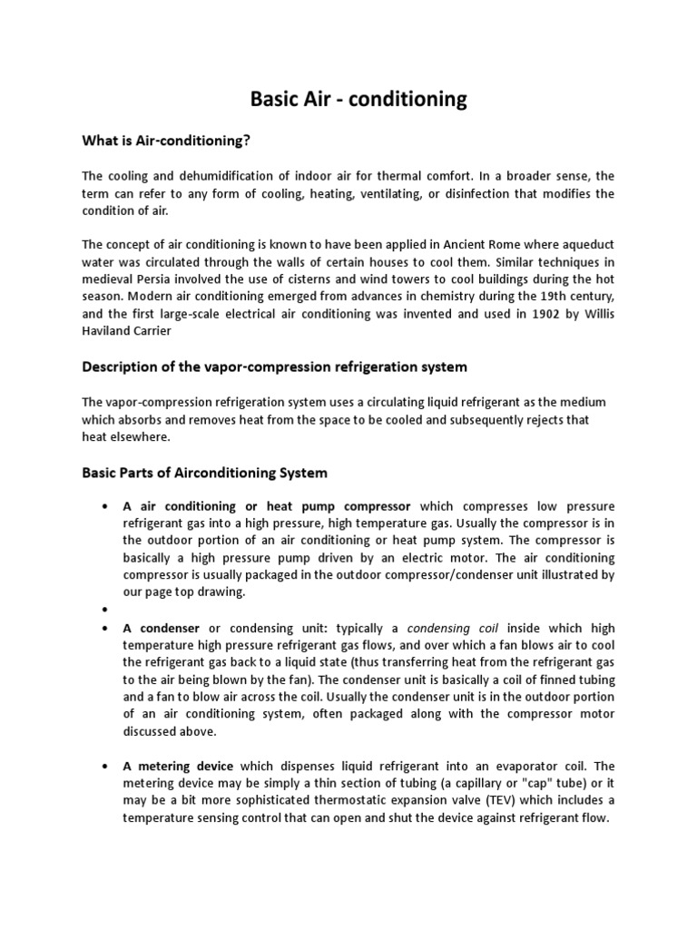 Draft Basic Aircon | PDF | Air Conditioning | Refrigeration