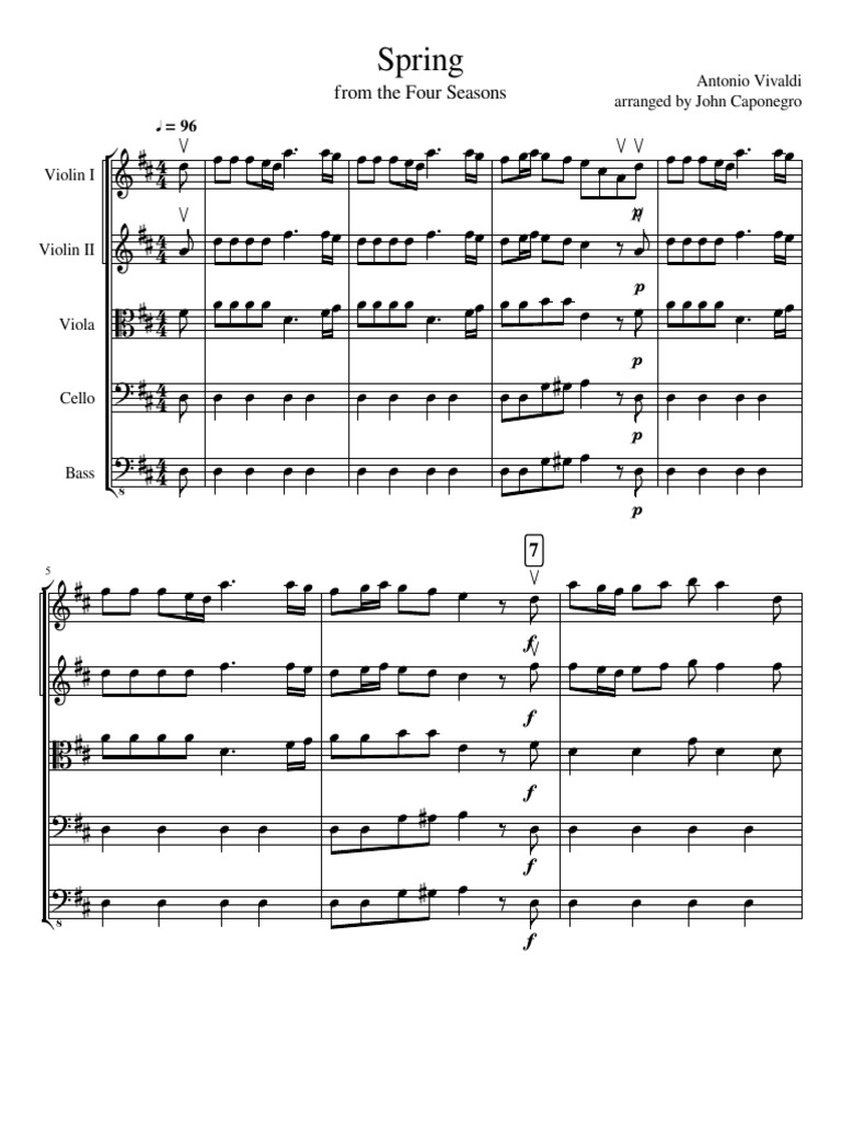 Spring by Vivaldi Arr. John Caponegro | PDF
