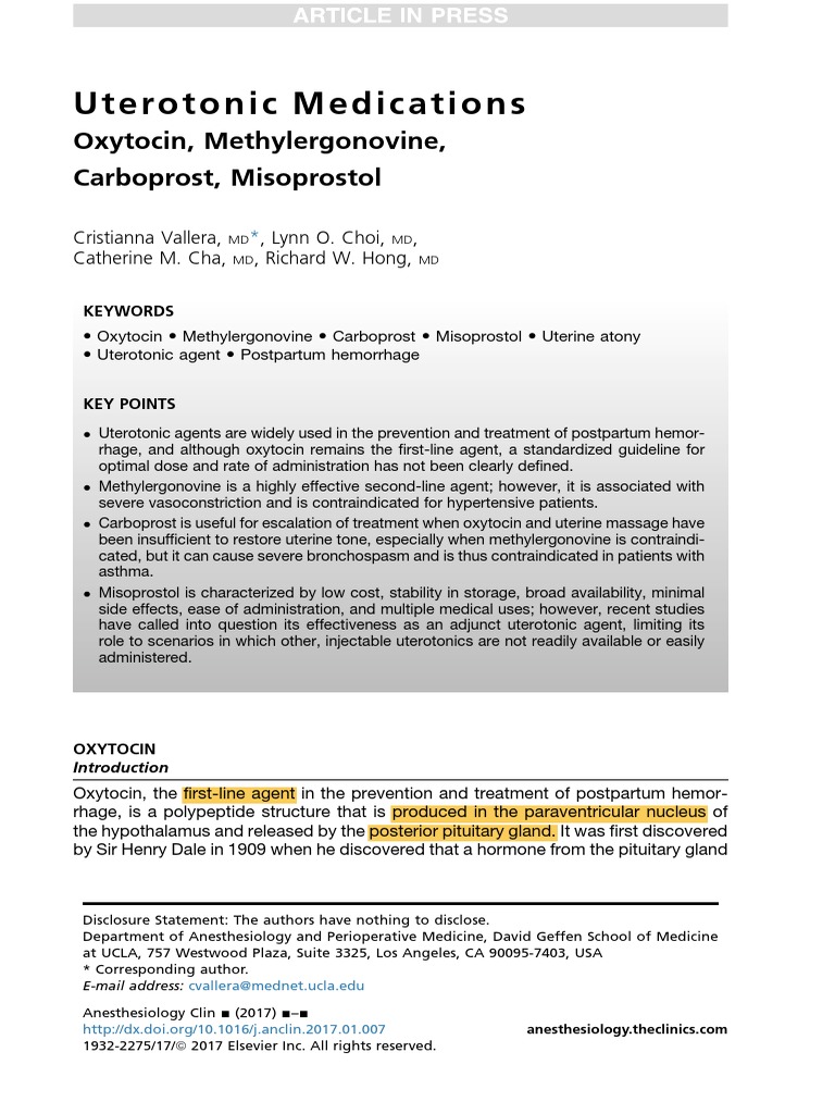 Uterotonic Medications | PDF | Bioavailability | Childbirth