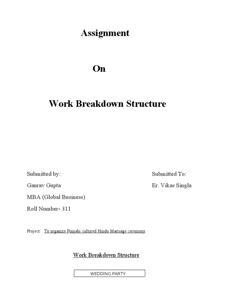 Work Breakdown Structure | Wedding | Bride