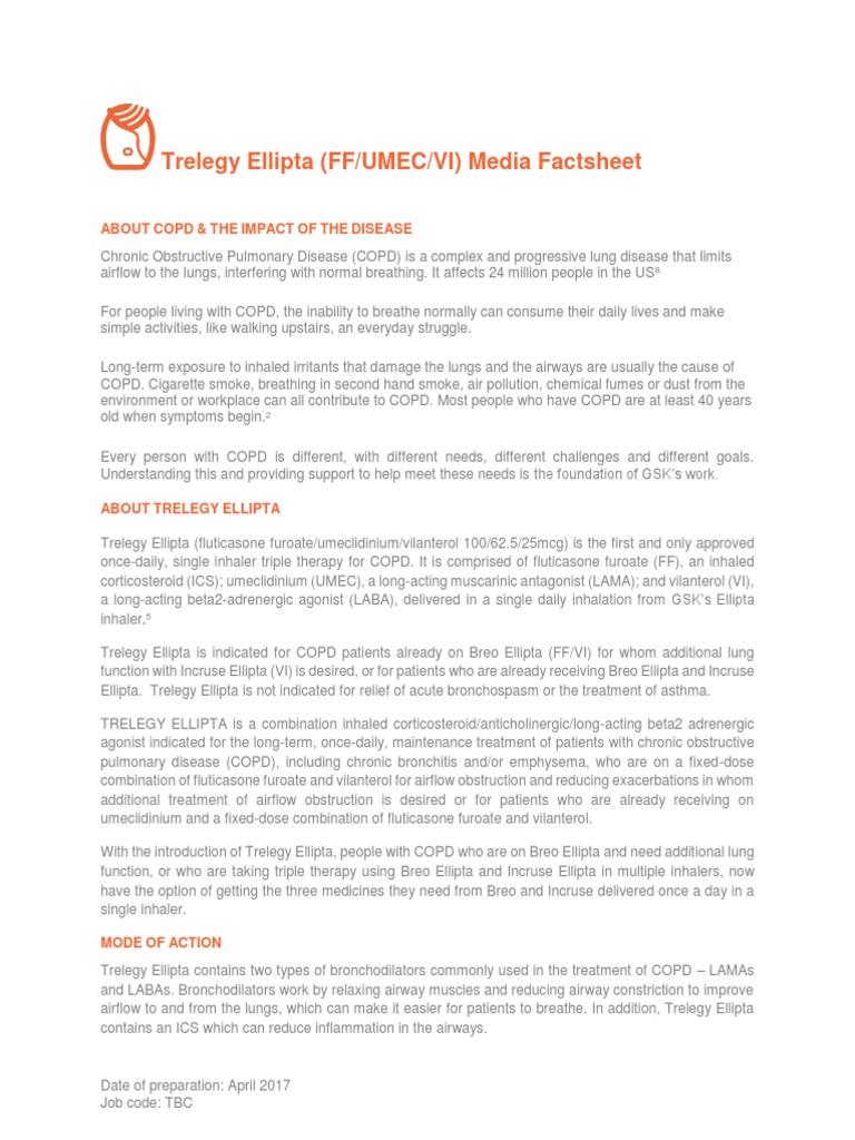 9 18 Trelegy Ellipta Media Factsheet Final Approved 2 | PDF | Chronic ...