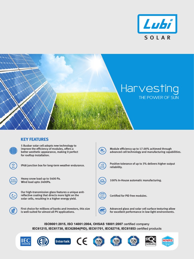 Lubi Solar Panel Description | PDF | Solar Panel | Photovoltaics