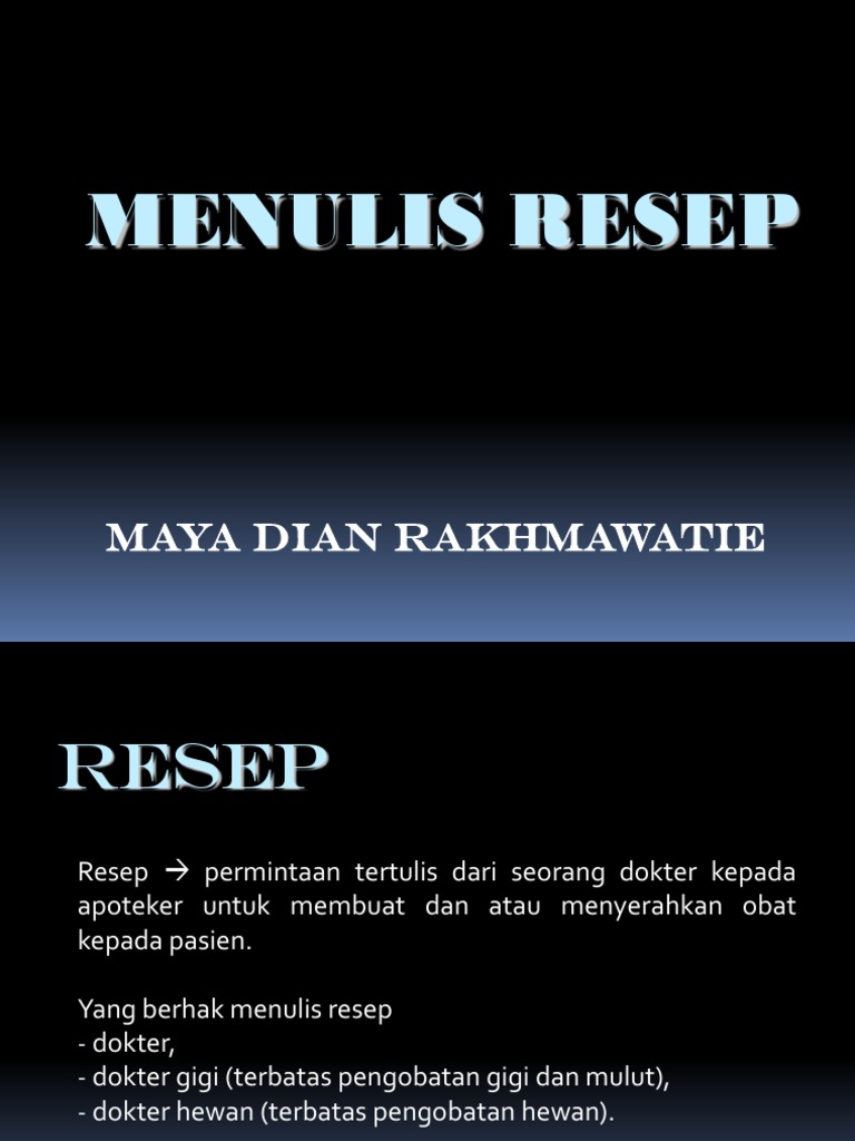 Dasar Penulisan Resep | PDF | Resep Obat | Ilmu Farmasi