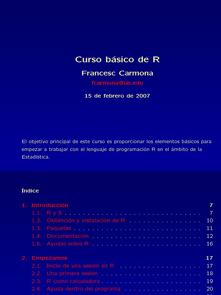Curso Basico de R | PDF | R (lenguaje de programación) | Estructura de ...