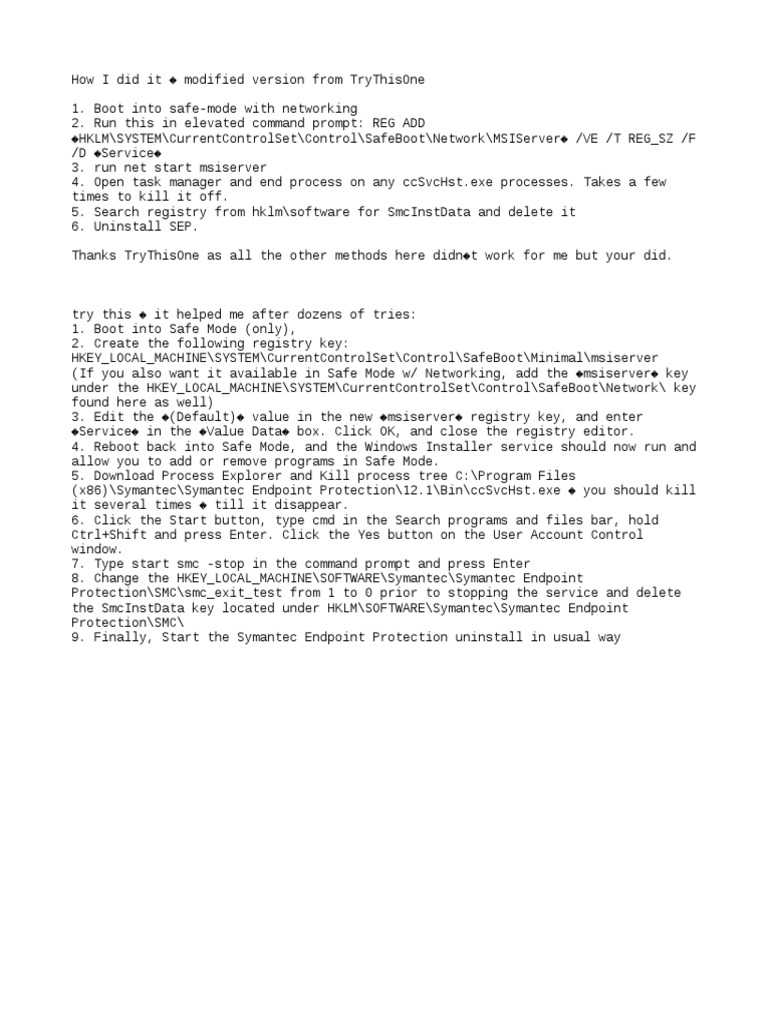 Remove Symantec Endpoint Protection | PDF