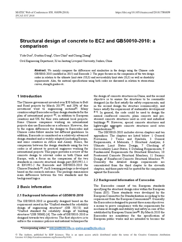 Structural Design of Concrete To EC2 and GB50010-2 | PDF | Strength Of ...