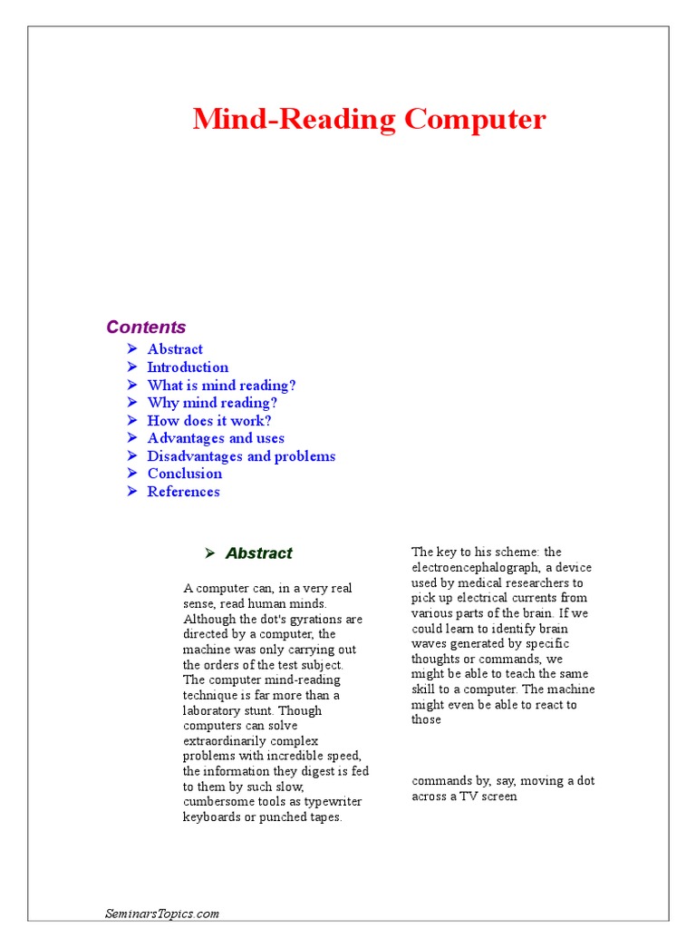 Mind Reading Computer | PDF | Functional Magnetic Resonance Imaging | Mind