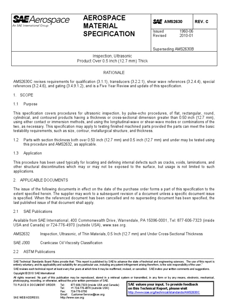 Sae Ams 2630C PDF | PDF | Ultrasound | Nondestructive Testing