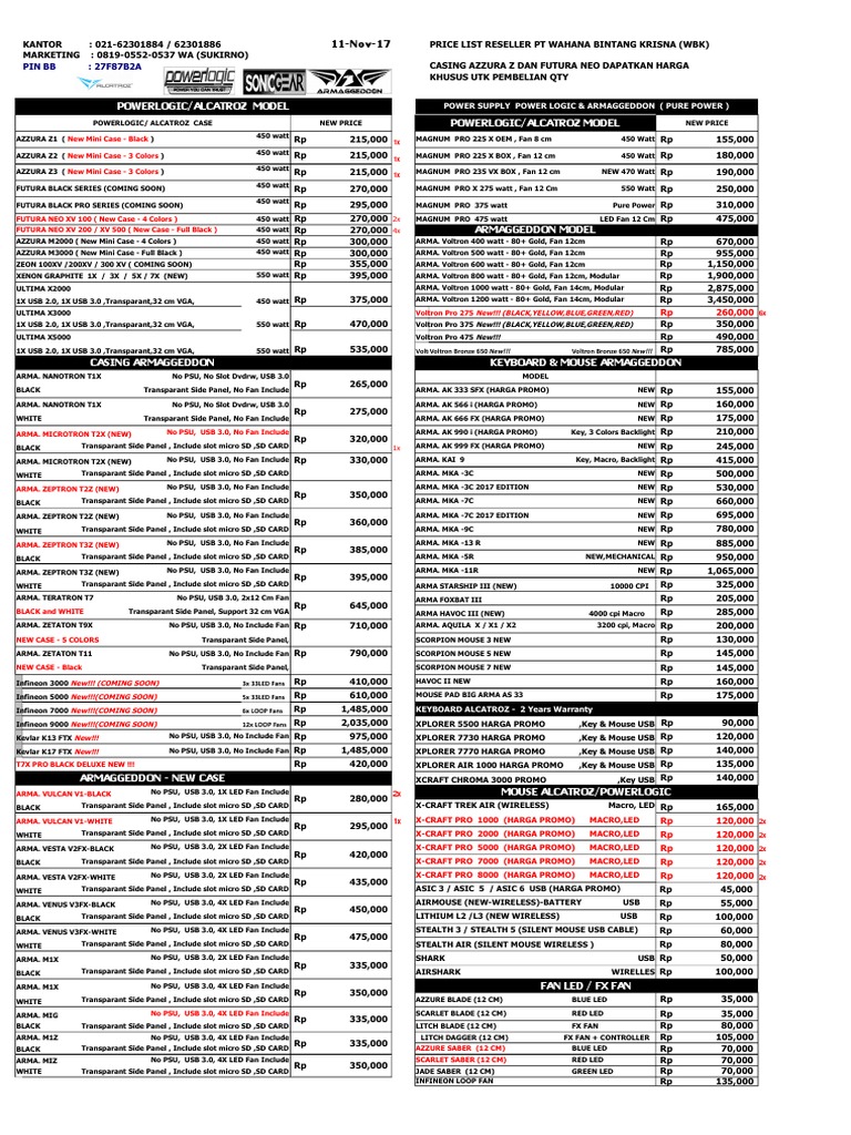 Price List 11 November 2017 | PDF | Media Technology | Computer Hardware