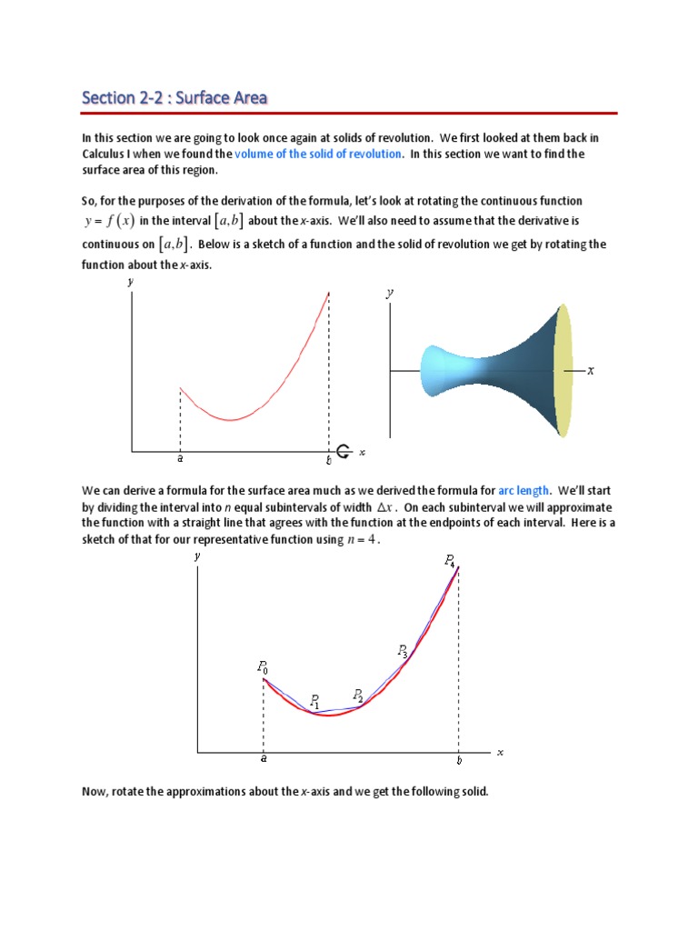 Section 2-2: Surface Area: y FX Ab Ab | PDF | Area | Surface Area