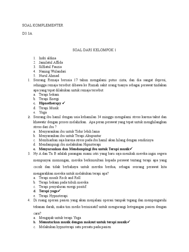 Soal Komplementer d3 3a | PDF