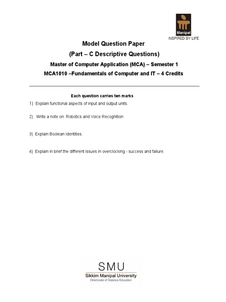 Model Question Paper (Part - C Descriptive Questions) | PDF | Computers ...
