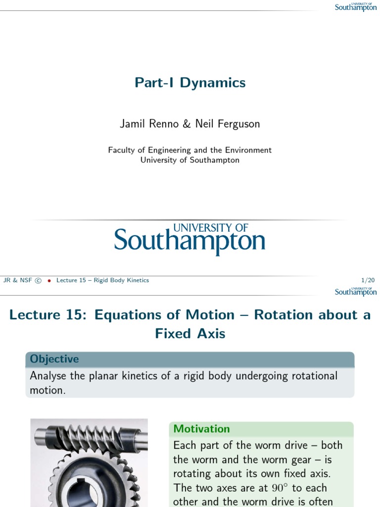 Part-I Dynamics: Jamil Renno & Neil Ferguson | PDF | Rotation Around A ...