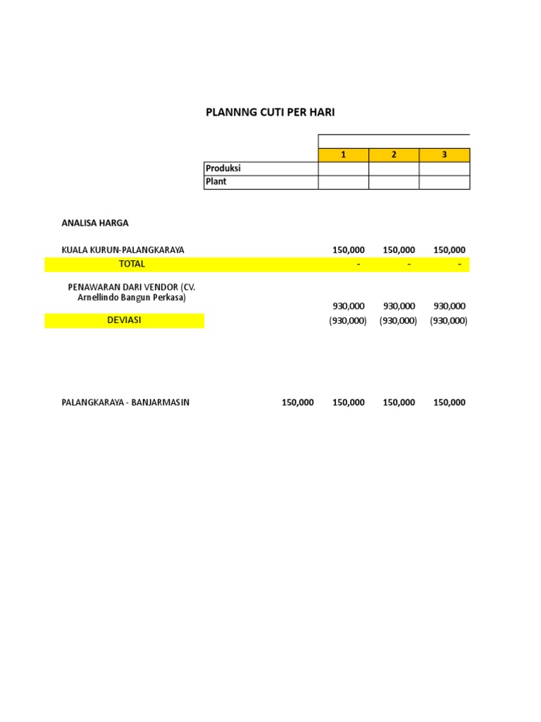 Planning Cuti Per Hari | PDF