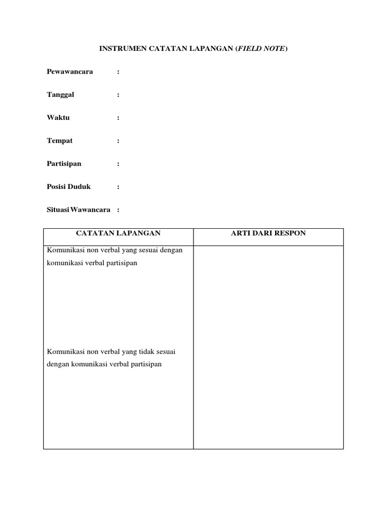 Instrumen Catatan Lapangan | PDF