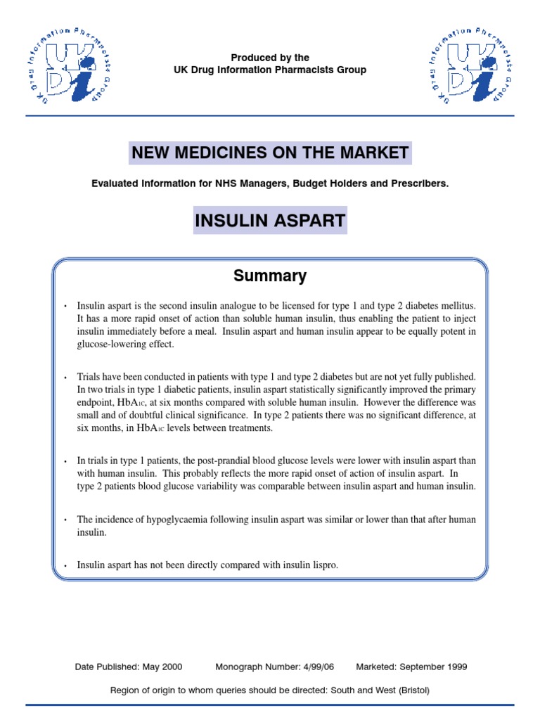 Insulin Aspart | Insulin | Diabetes Mellitus Type 2