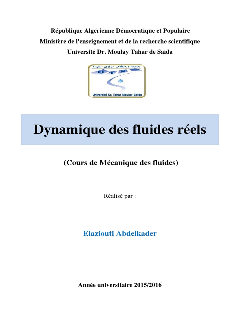 Dynamique Des Fluides Réels | PDF | Fluide | Écoulement laminaire