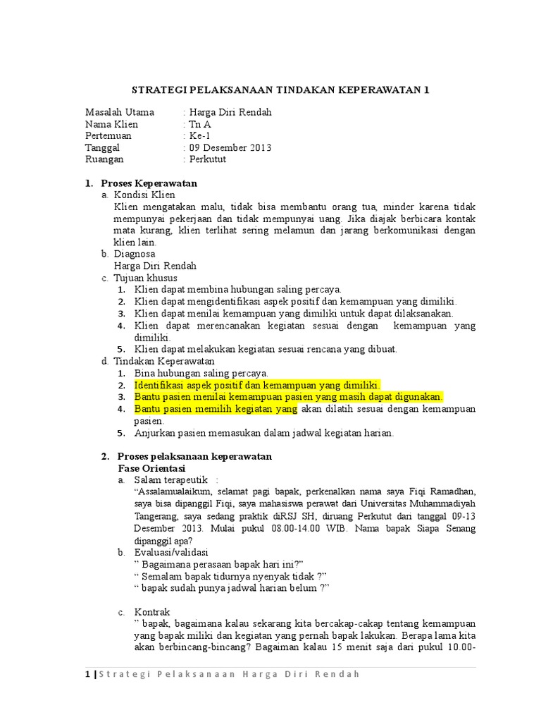 SP Harga Diri Rendah | PDF