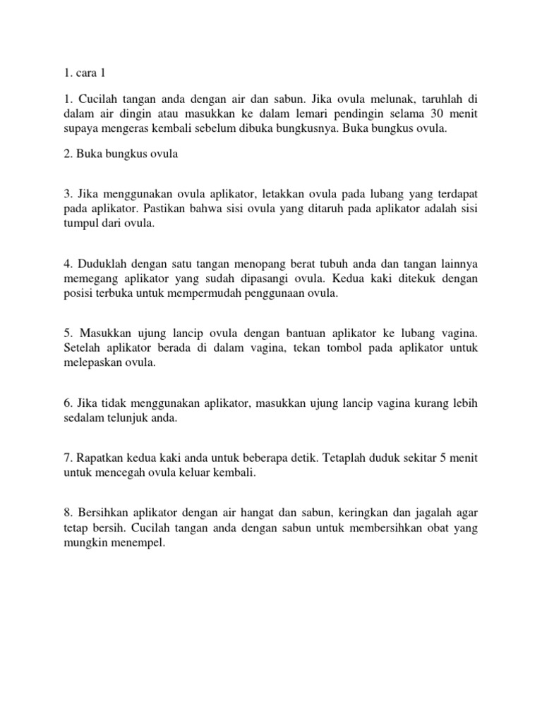 Cara Pemakaian Ovula yang Tepat | PDF