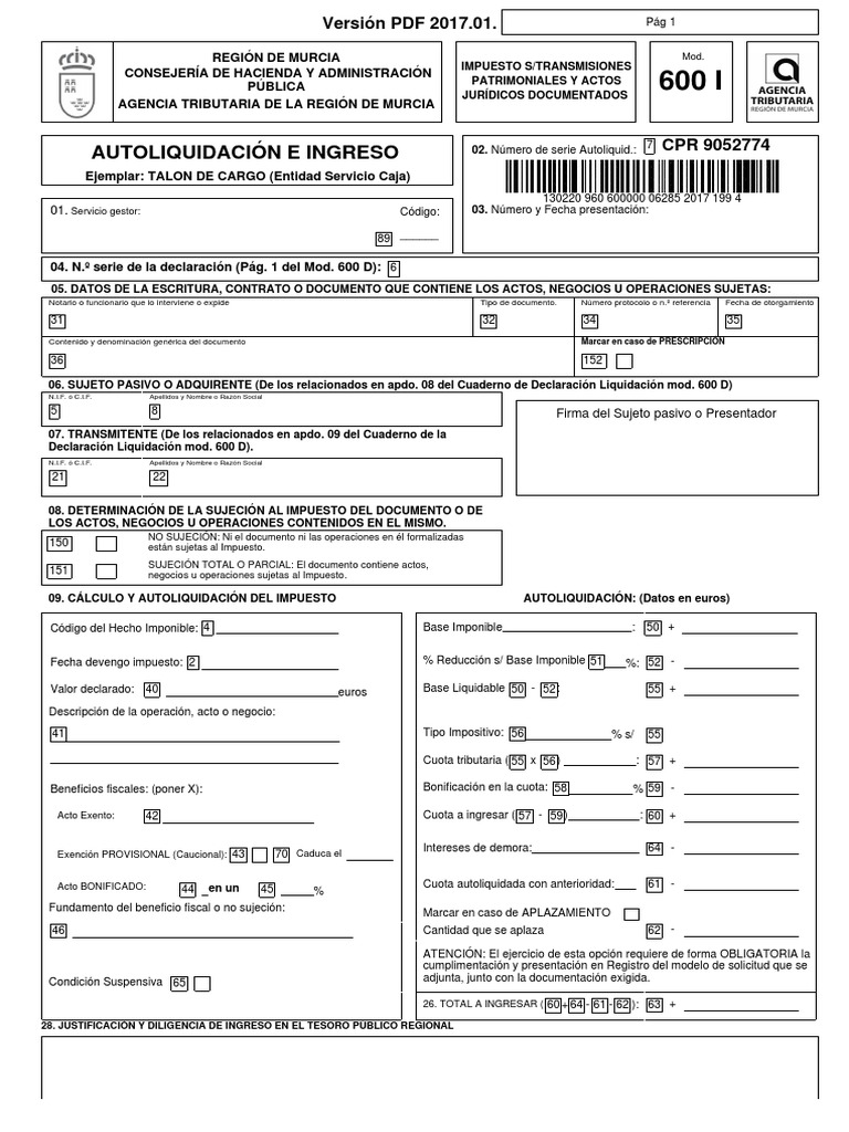 Modelo Oficial 601 para Imprimir | Descargar gratis PDF | Sociedad de ...