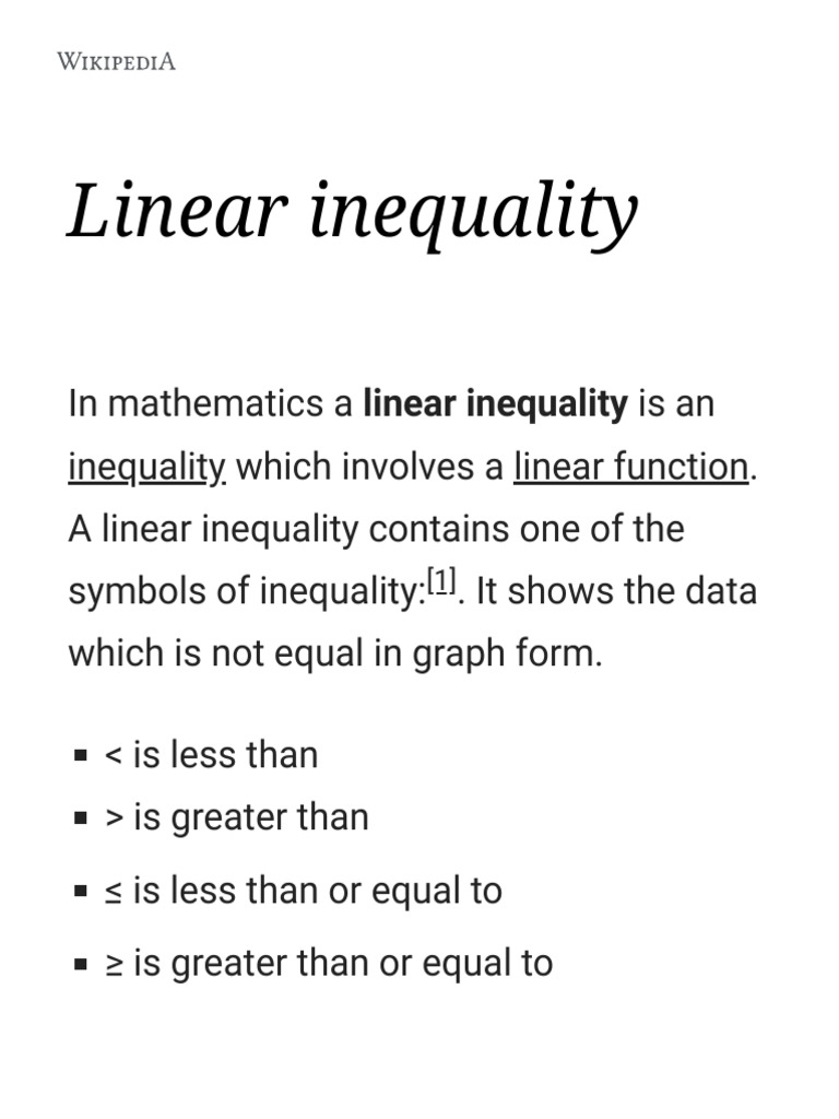 Linear Inequalities | PDF | Inequality (Mathematics) | Linear Programming