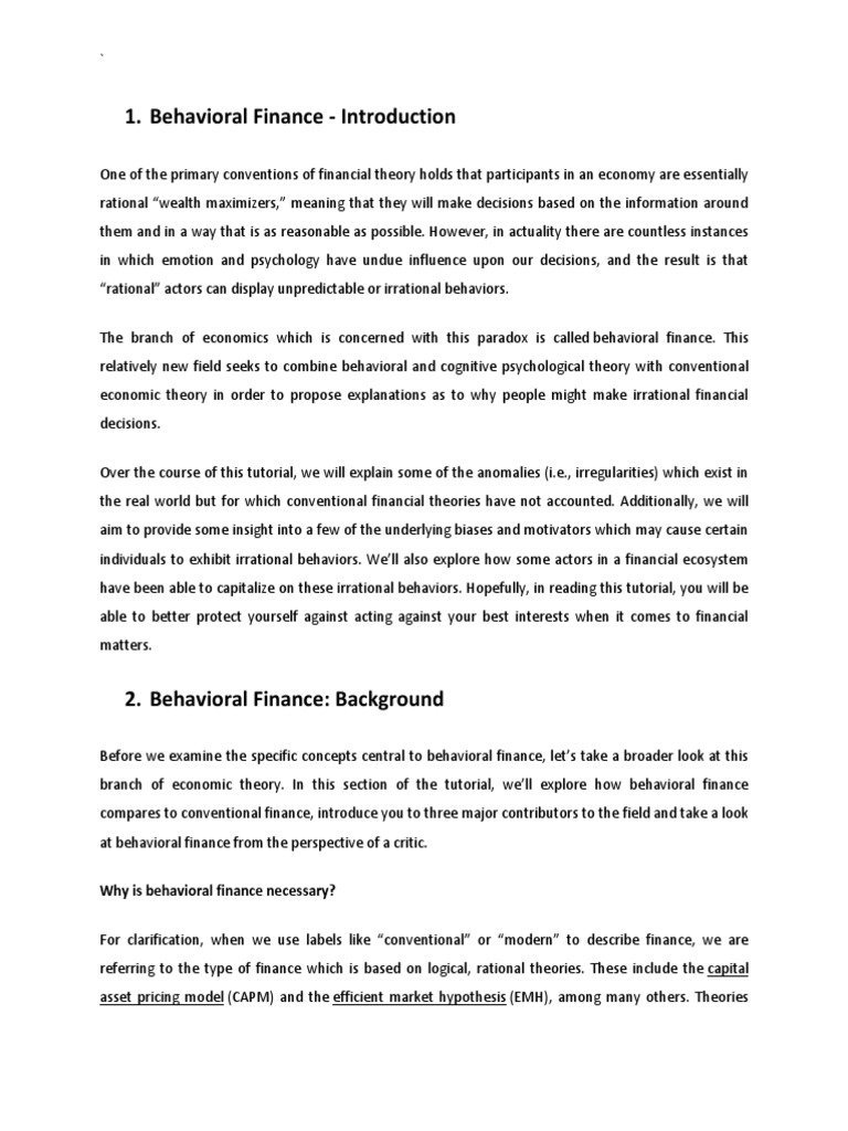 Behavioral Finance Investment Biases For Decision Making | PDF ...