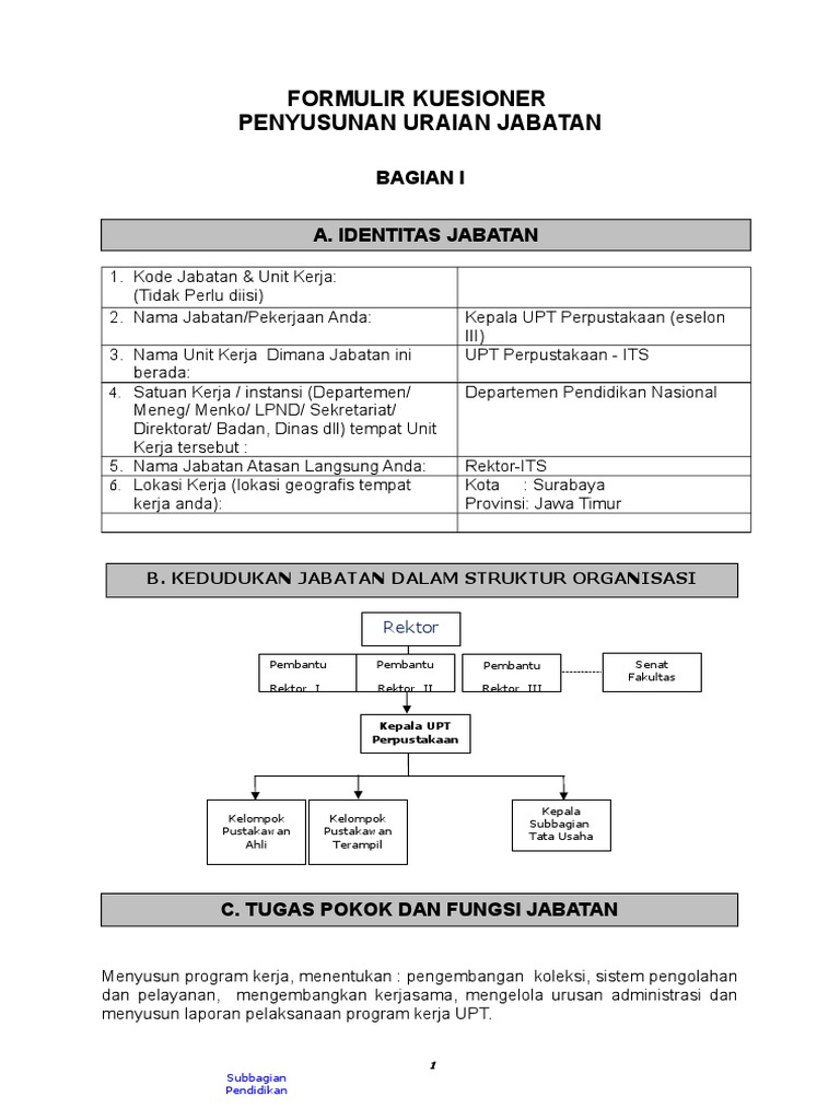 Uraian Tugas Kepala Upt Perpustakaan | PDF