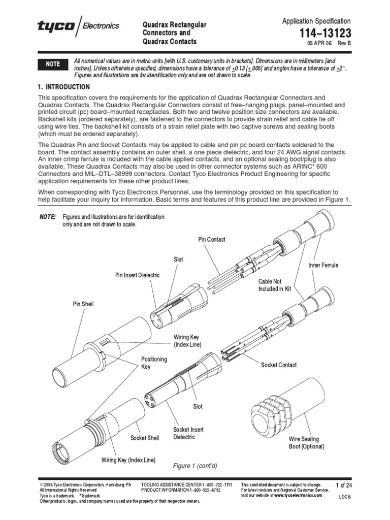 Application Specification Quadrax Rectangular Connectors and Quadrax ...