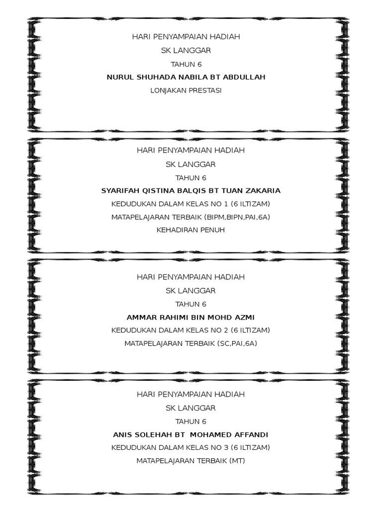 Label Hadiah 2018 | PDF