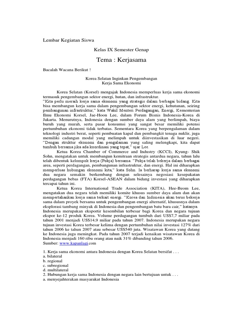 LKS Tema Kerjasama IX 2 | PDF