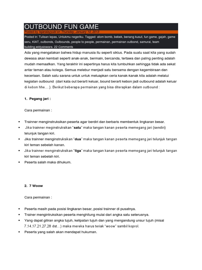 Outbound Fun Game | PDF