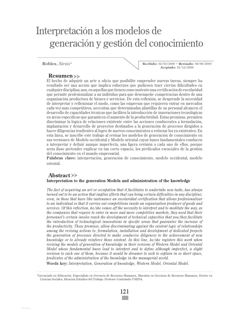 Interpretación A Los Modelos de Generación y Gestión Del Conocimiento | Descargar gratis PDF ...