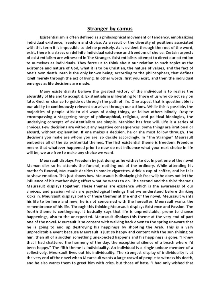 Stranger by Camus | PDF | Existentialism | Albert Camus