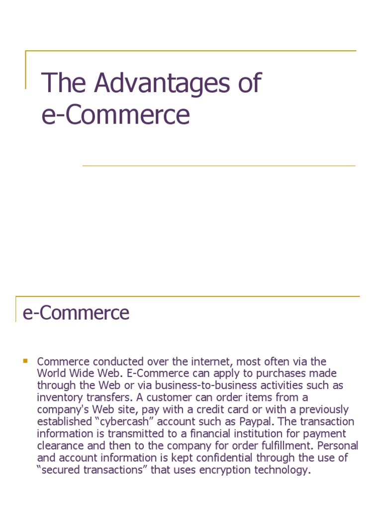 Advantages of E-Commerce | PDF | E Commerce | Marketing
