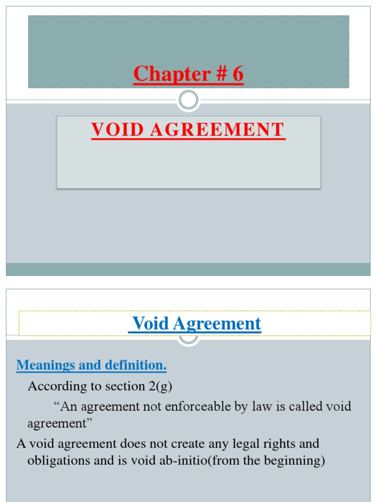 Chapter # 6: Void Agreement | PDF | Restraint Of Trade | Gambling