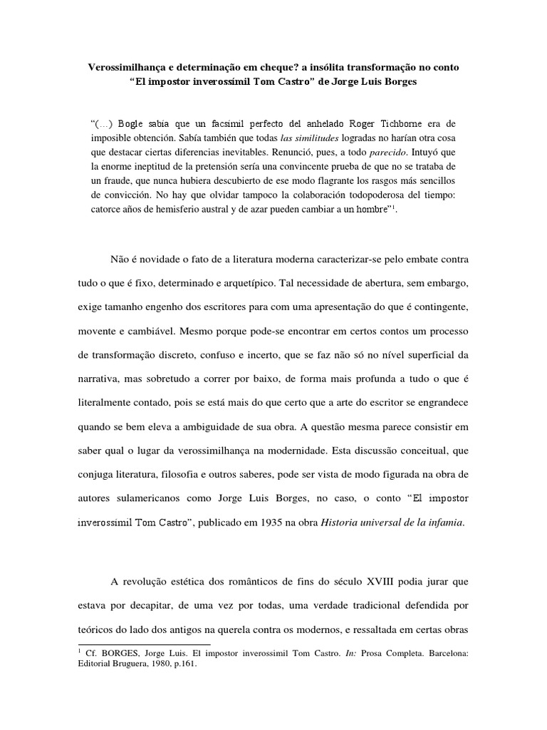 Verossimilhança e Determinação em Cheque: o Insólito em El Impostor ...