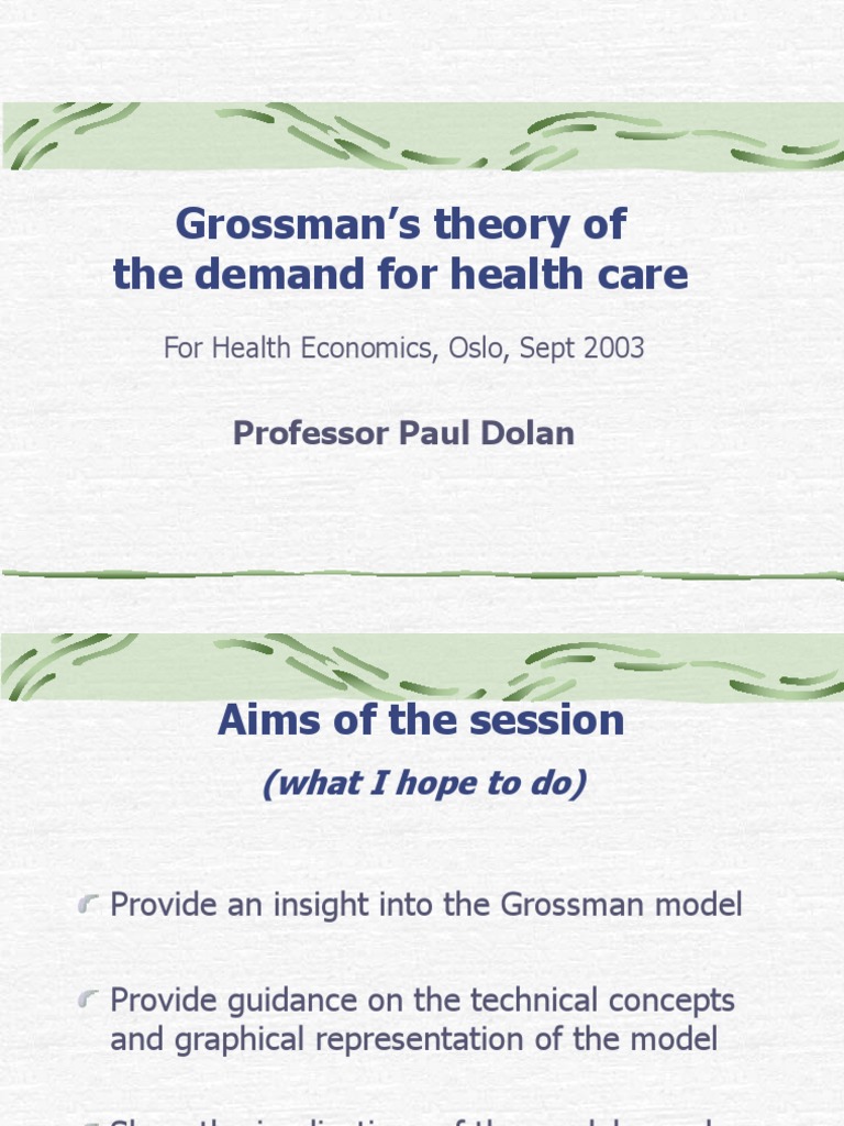 Grossman Model | PDF | Health Economics | Production Function