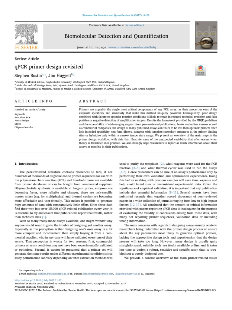 QPCR Primer Design Revisited | PDF | Polymerase Chain Reaction | Real ...