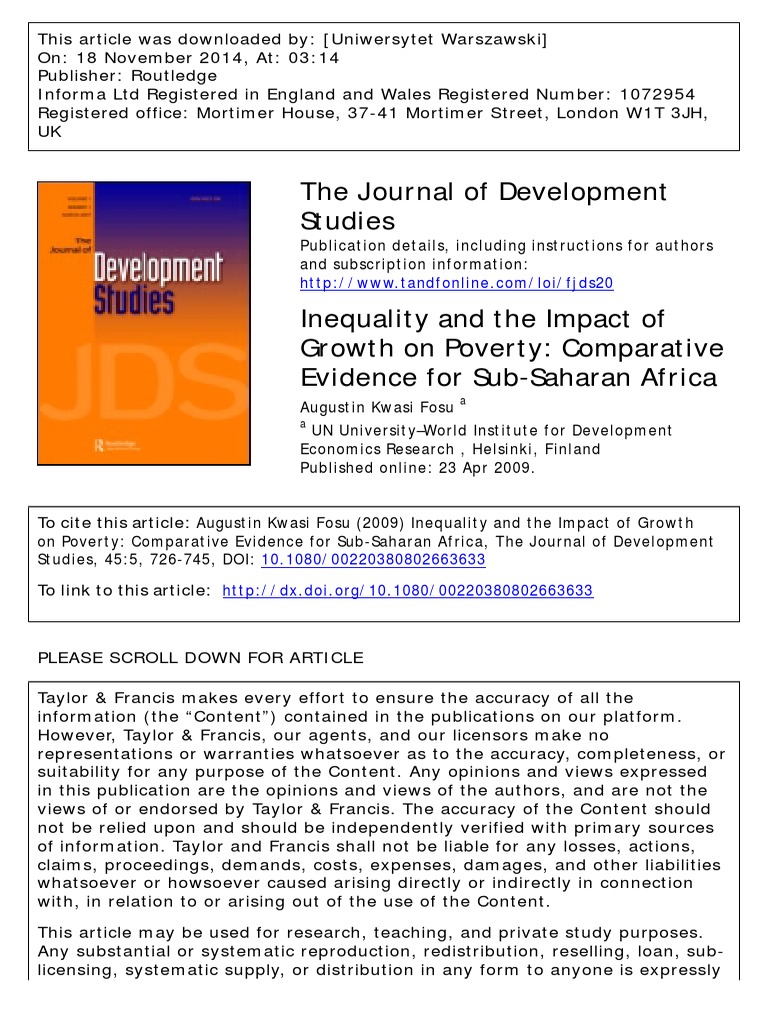The Journal of Development Studies: To Cite This Article: Augustin ...
