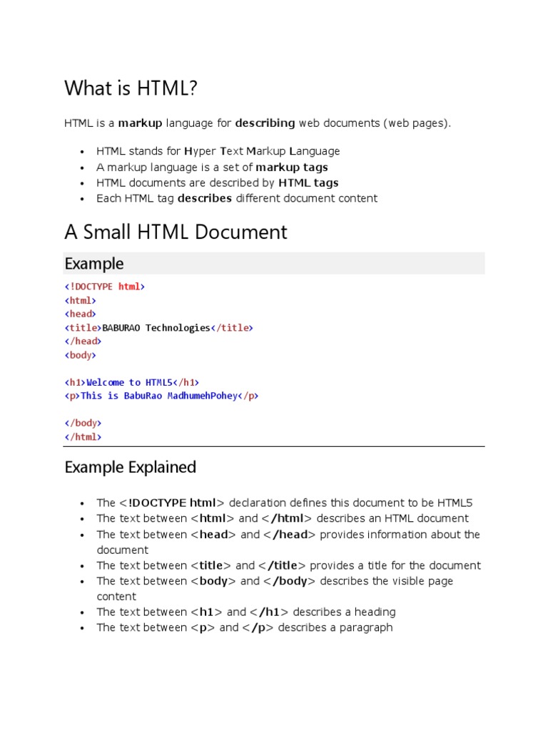 What Is HTML Part1 | PDF | Html | Html Element