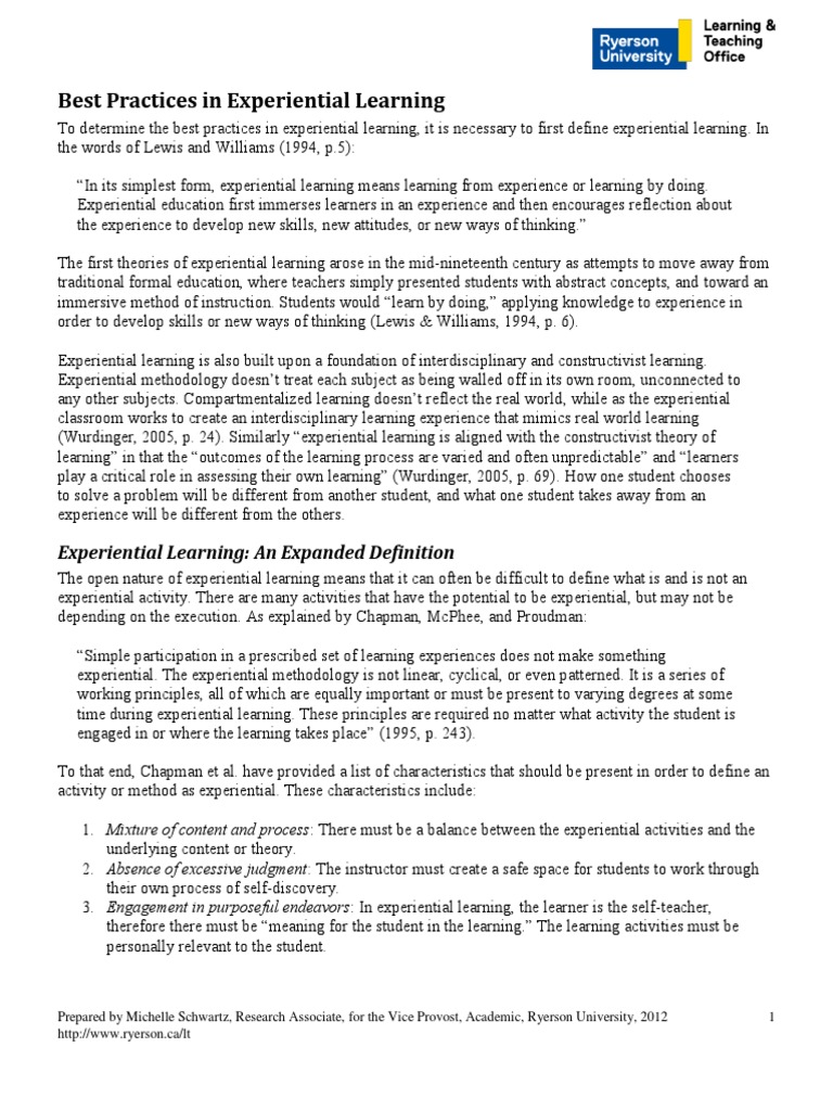 Best Practices in Experiential Learning | PDF | Experiential Education ...