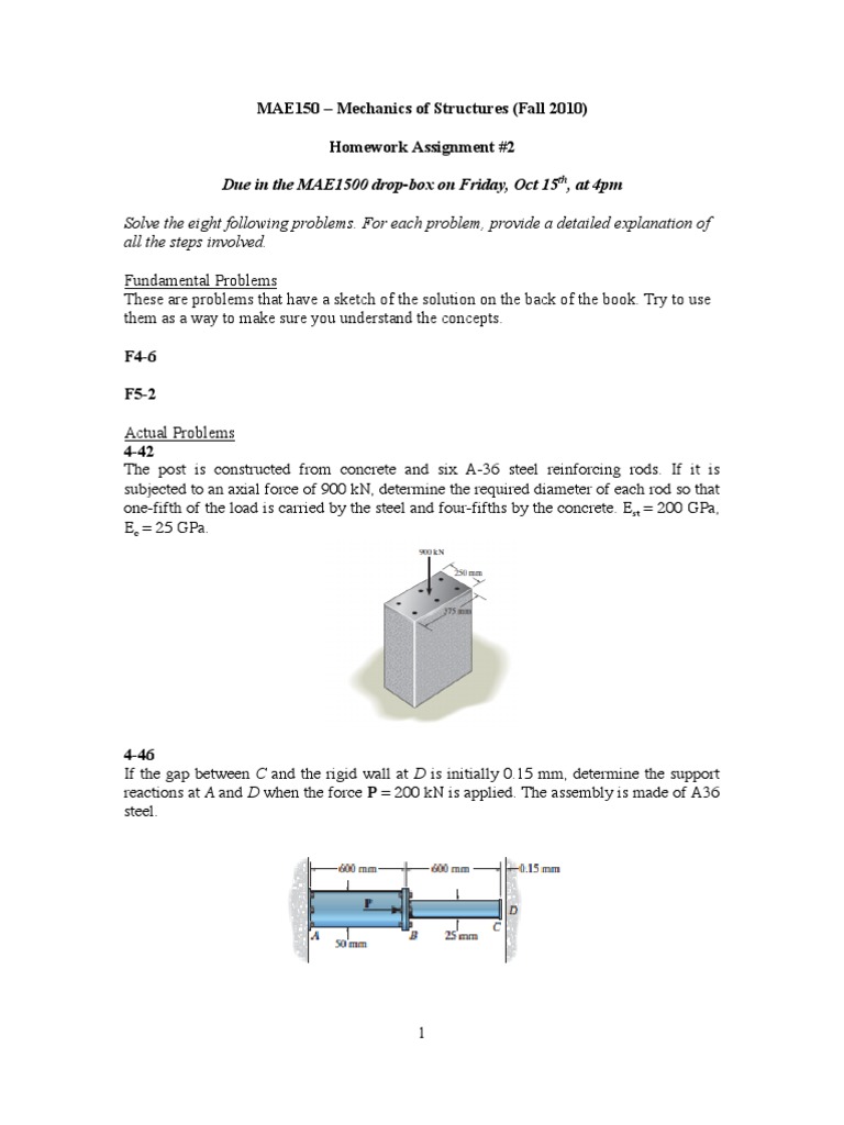 Mechanics of Structures Homework #2: Solving Eight Structural Analysis ...