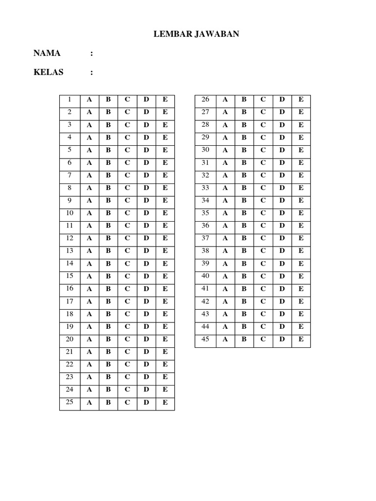 Lembar Jawaban Pilihan Ganda | PDF