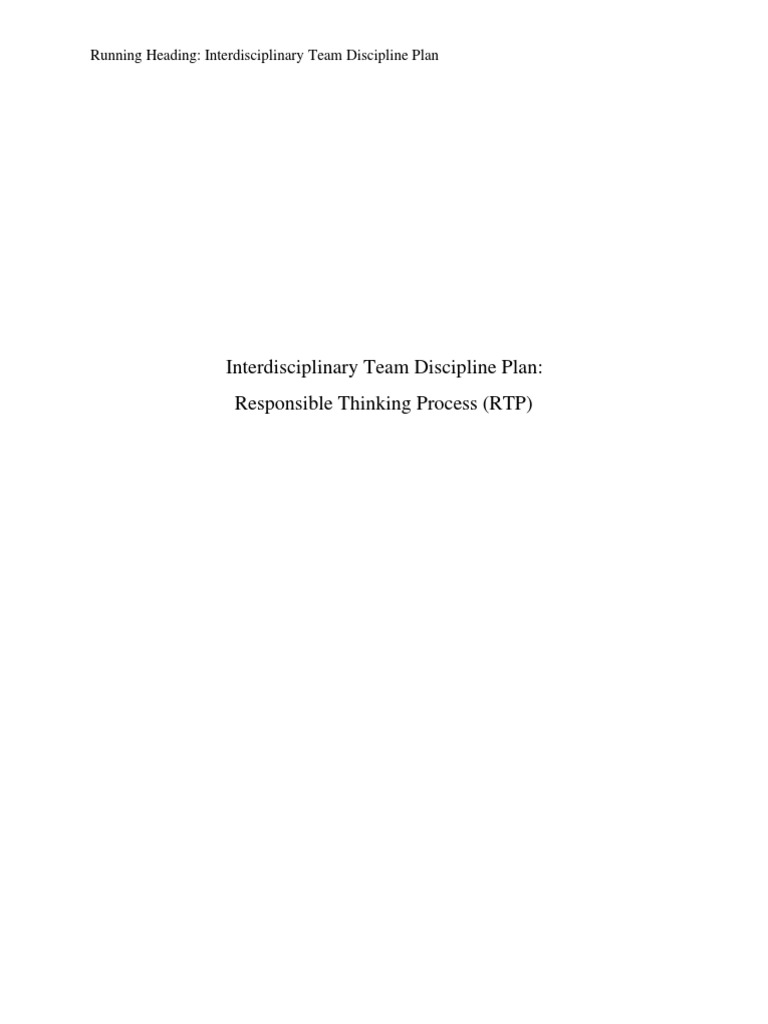 Interdisciplinary Team Discipline Plan: Responsible Thinking Process ...