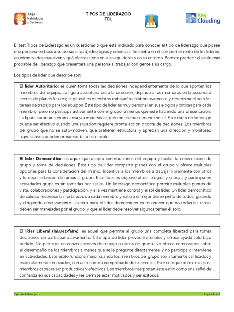 Test TDL | PDF | Liderazgo | Conceptos psicologicos