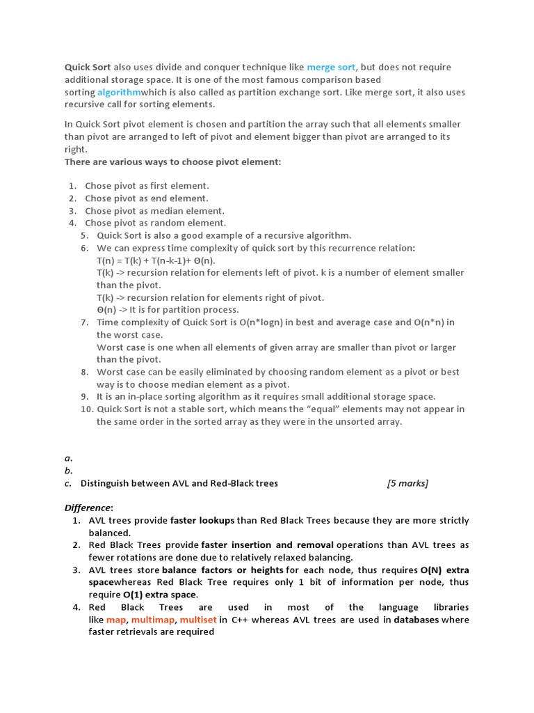 Merge Sort Algorithm: Quick Sort Also Uses Divide and Conquer Technique Like | PDF | Computer ...