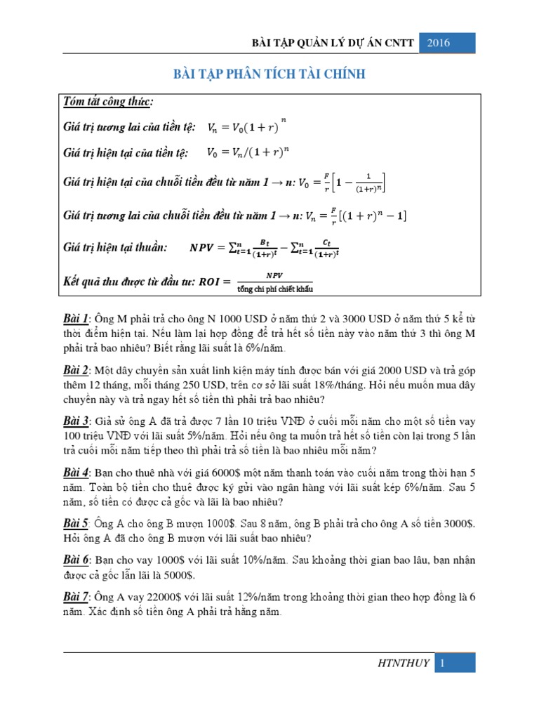 Bai Tap QLDA - 032016 PDF | PDF