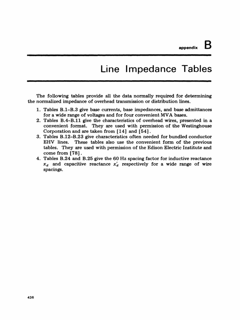 Appendix B Line Impedance Tables | PDF | Conductor electrico ...